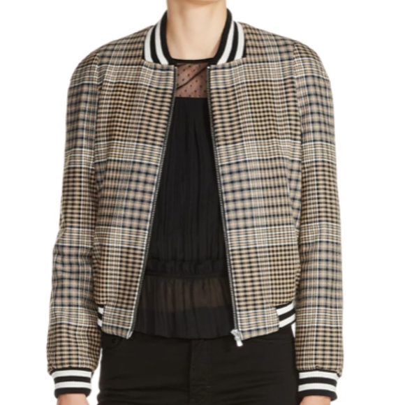 Maje | Jackets & Coats | Maje Plaid Bomber Jacket 36us 4 | Poshmark